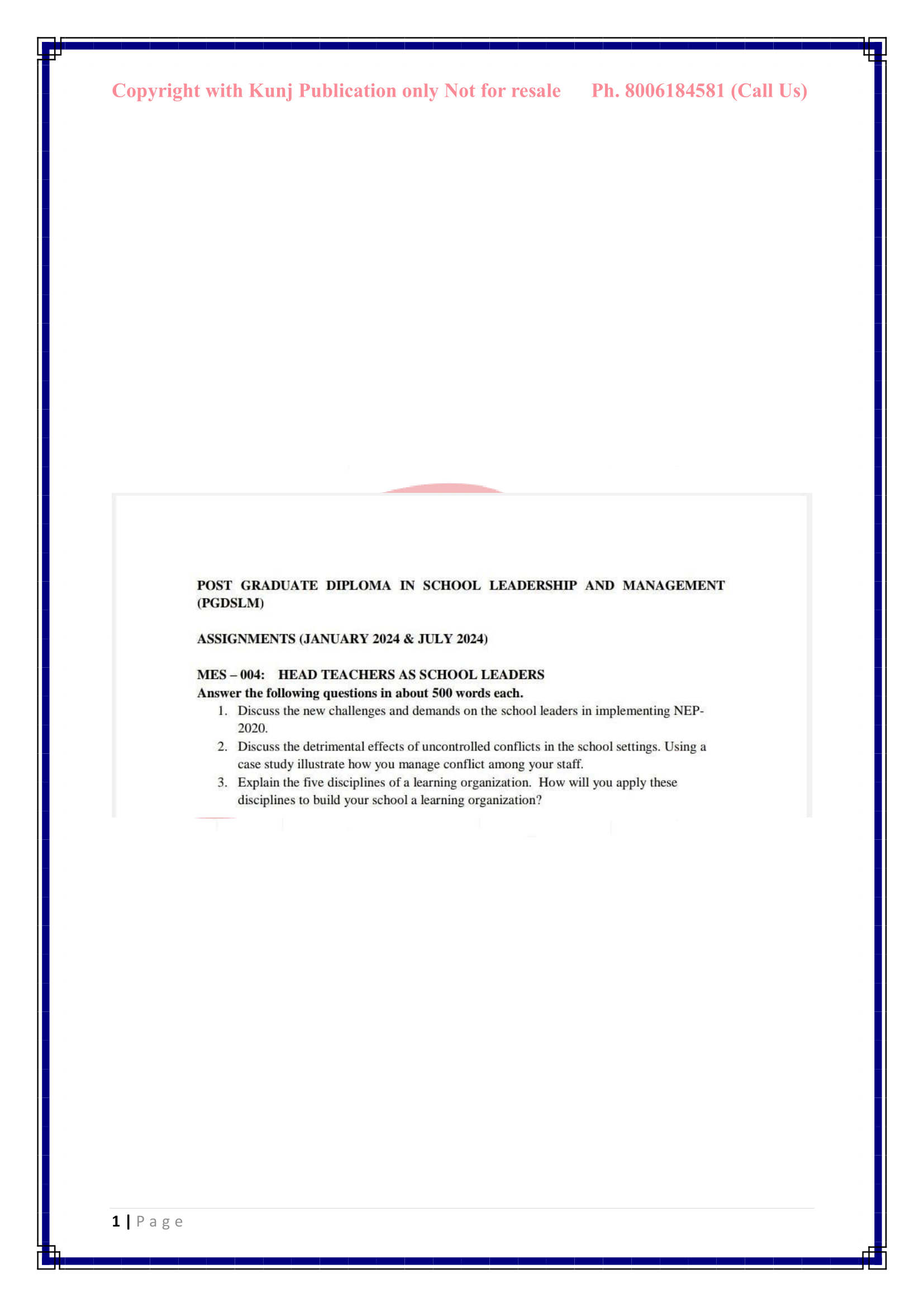 IGNOU MES-004 SOLVED ASSIGNMENT 2024 ENGLISH MEDIUM