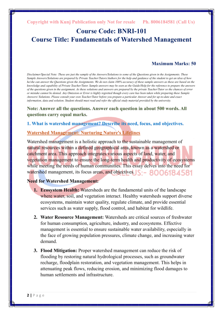 IGNOU BNRI-101 SOLVED ASSIGNMENT 2024 ENGLISH MEDIUM