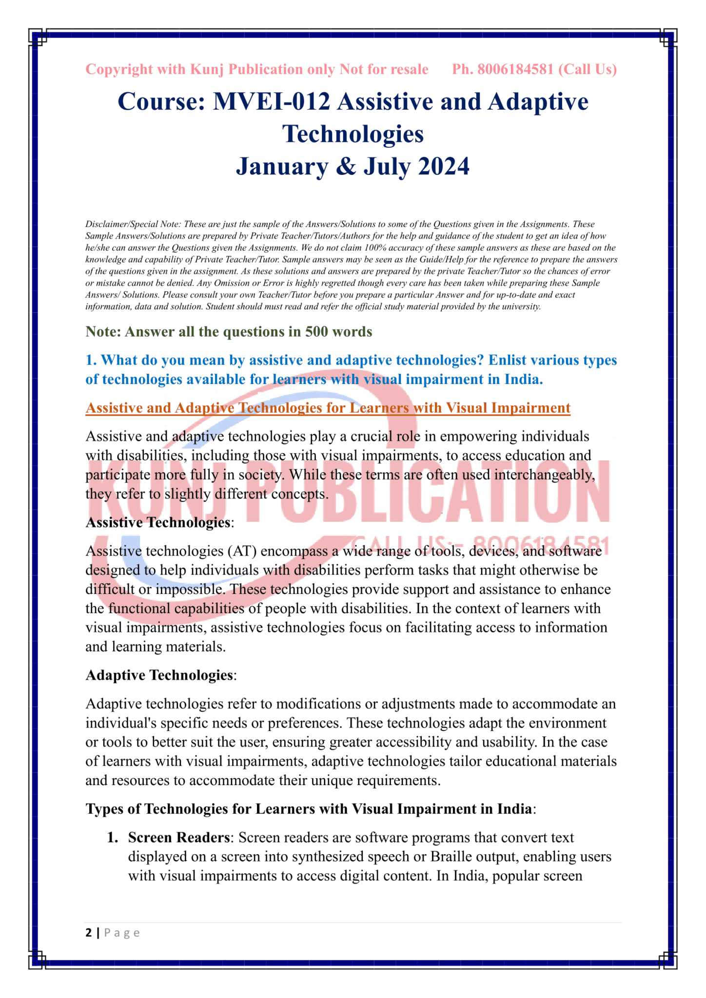 IGNOU MVEI-012 SOLVED ASSIGNMENT 2024 ENGLISH MEDIUM