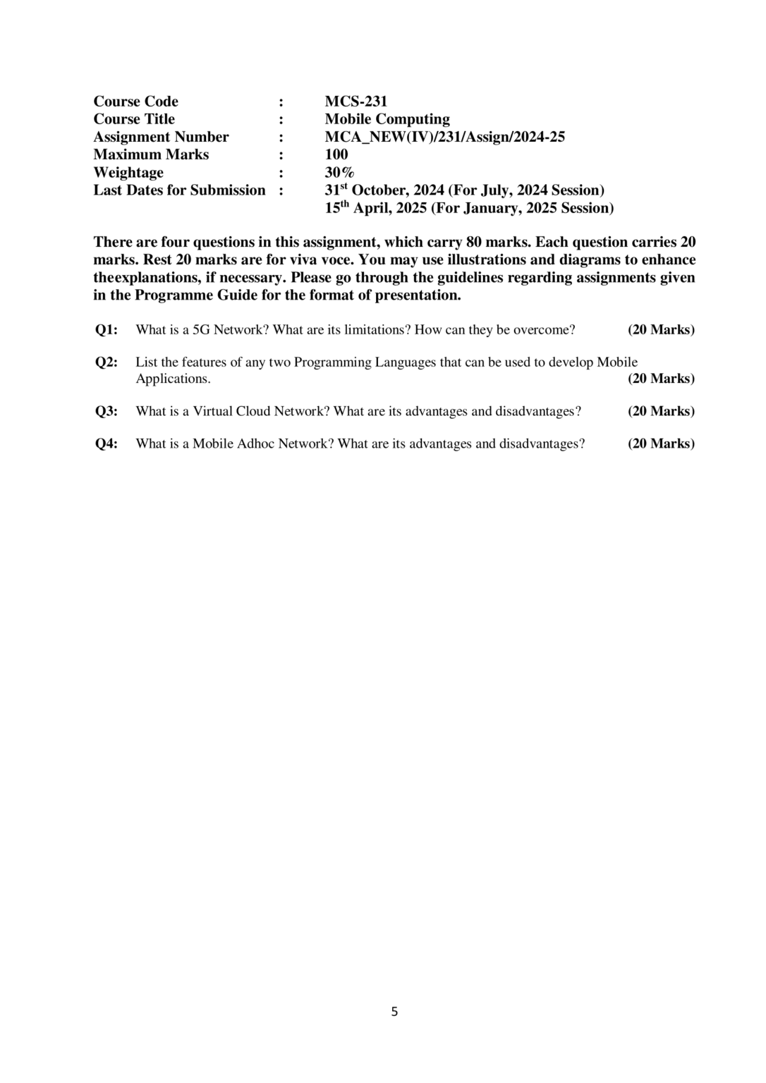 IGNOU MCS-231 SOLVED ASSIGNMENT 2024-25 ENGLISH MEDIUM