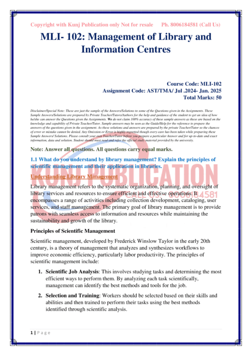 IGNOU MLI-102 SOLVED ASSIGNMENT 2024-25 ENGLISH MEDIUM