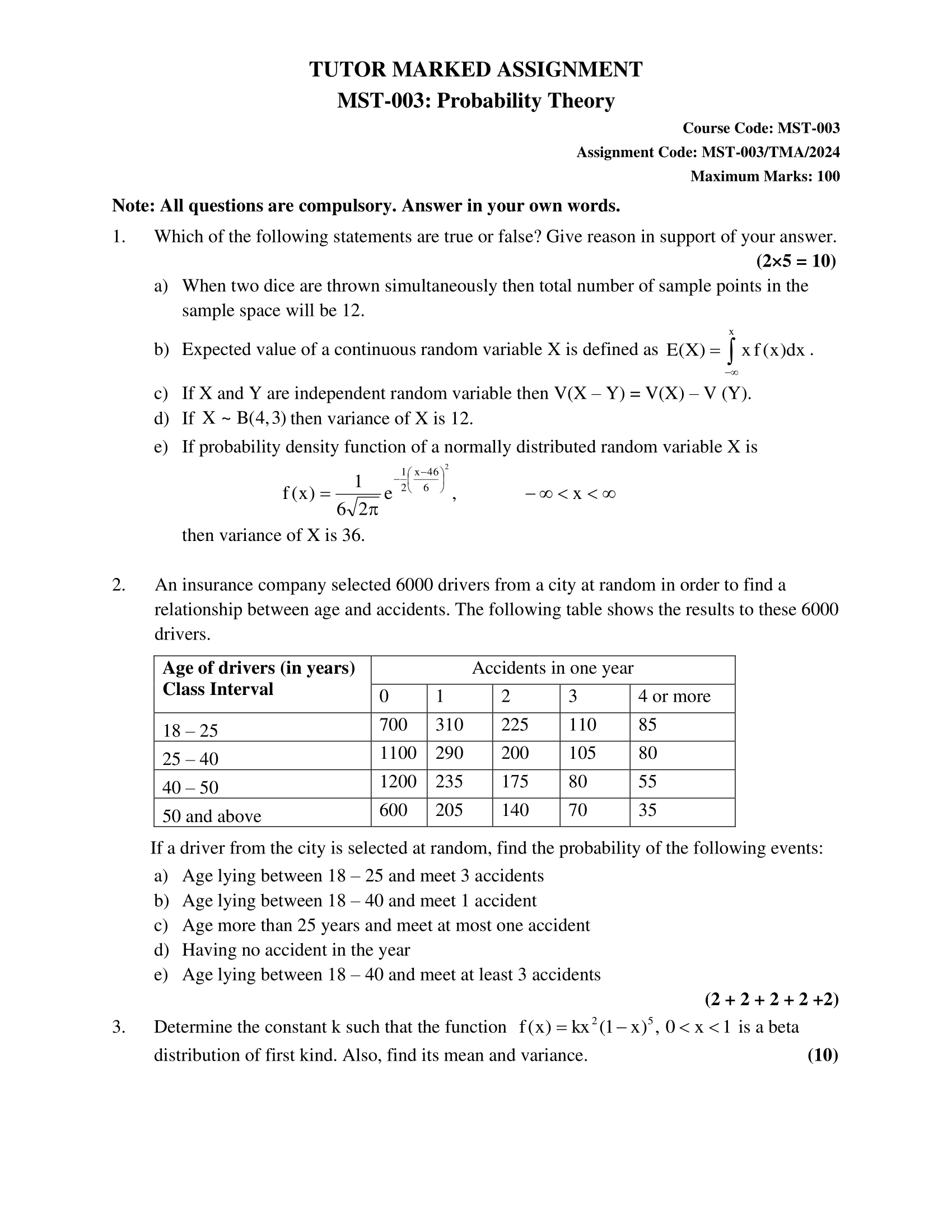 IGNOU MST 003 SOLVED ASSIGNMENT 2024 ENGLISH MEDIUM