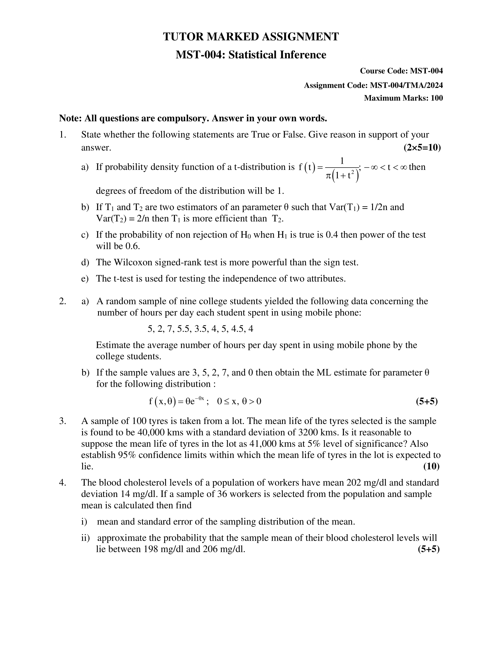 IGNOU MST-004 SOLVED ASSIGNMENT 2024 ENGLISH MEDIUM