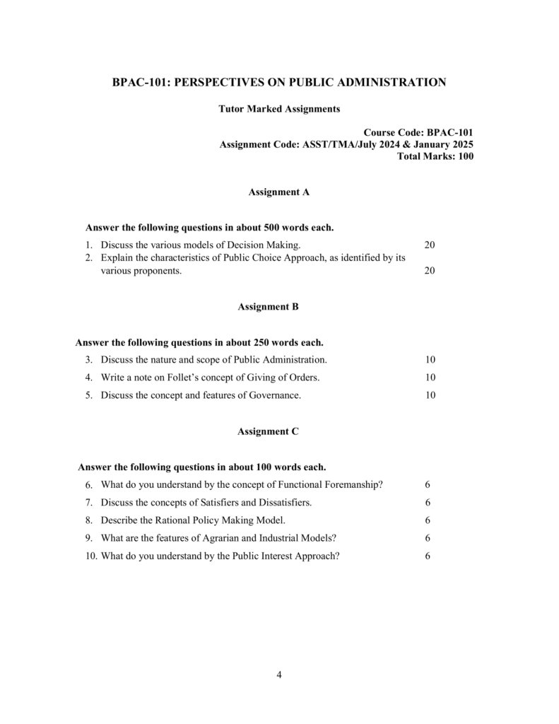 IGNOU BPAC-101 SOLVED ASSIGNMENT 2024-25 ENGLISH MEDIUM