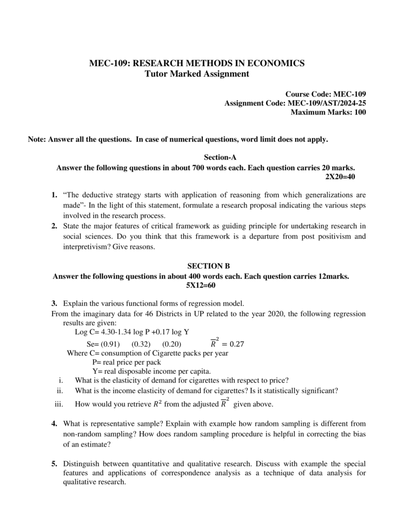 IGNOU MEC-109 SOLVED ASSIGNMENT 2024-25 ENGLISH MEDIUM