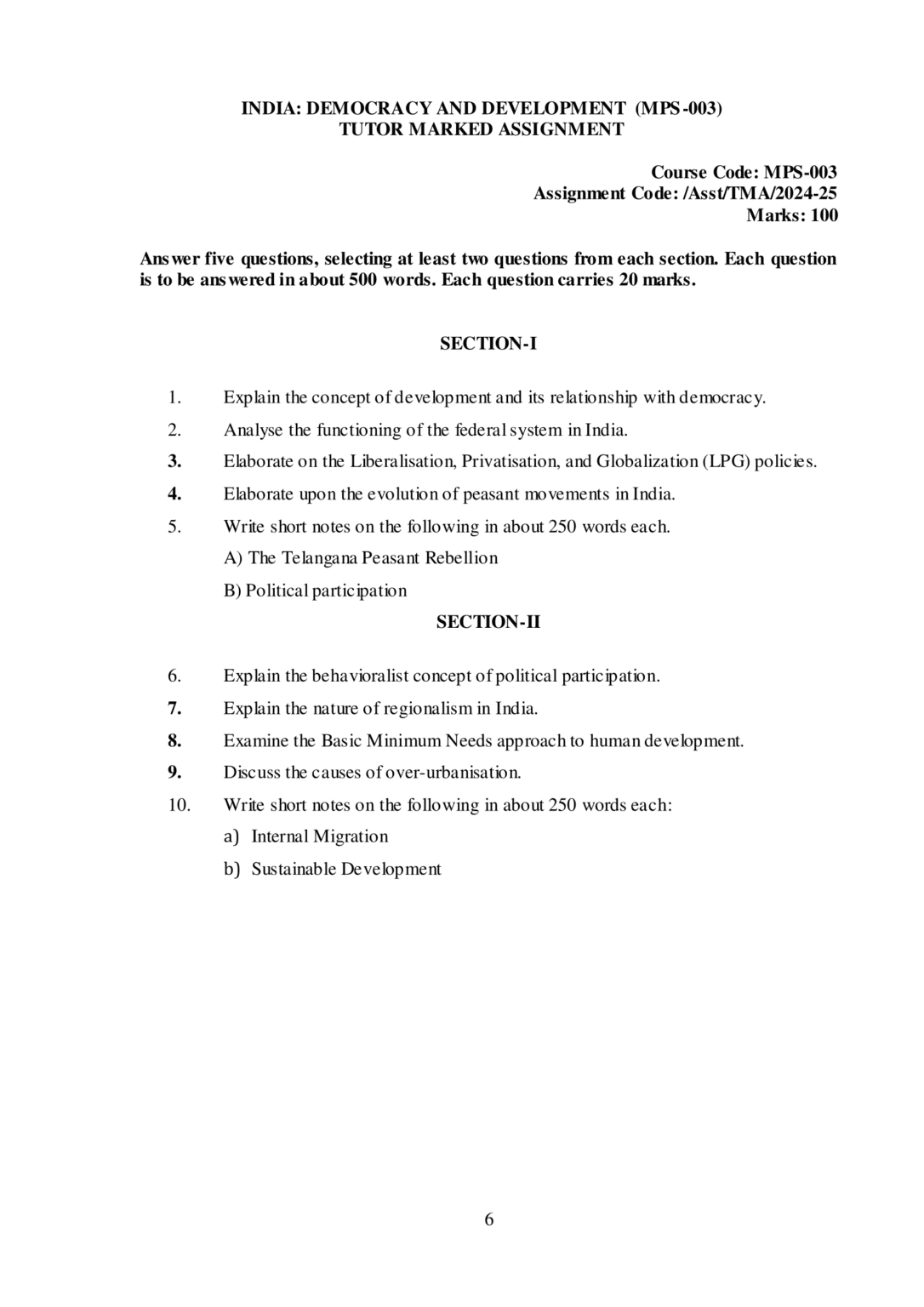 IGNOU MPS-003 SOLVED ASSIGNMENT 2024-25 ENGLISH MEDIUM