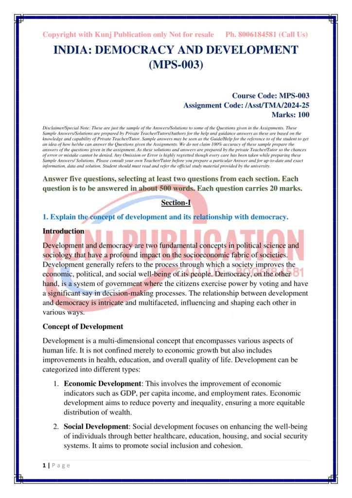 IGNOU MPS-003 SOLVED ASSIGNMENT 2024-25 ENGLISH MEDIUM