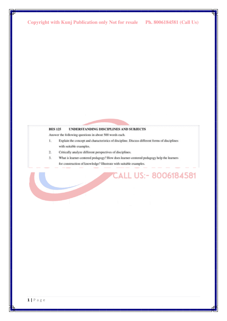 IGNOU BES-125 SOLVED ASSIGNMENT 2025-26 ENGLISH MEDIUM