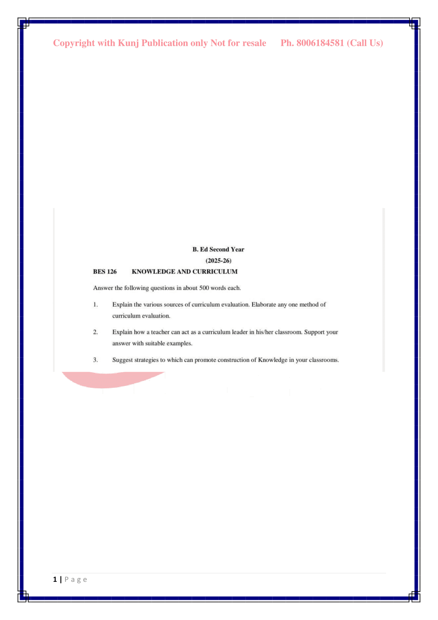 IGNOU BES-126 SOLVED ASSIGNMENT 2025-26 ENGLISH MEDIUM