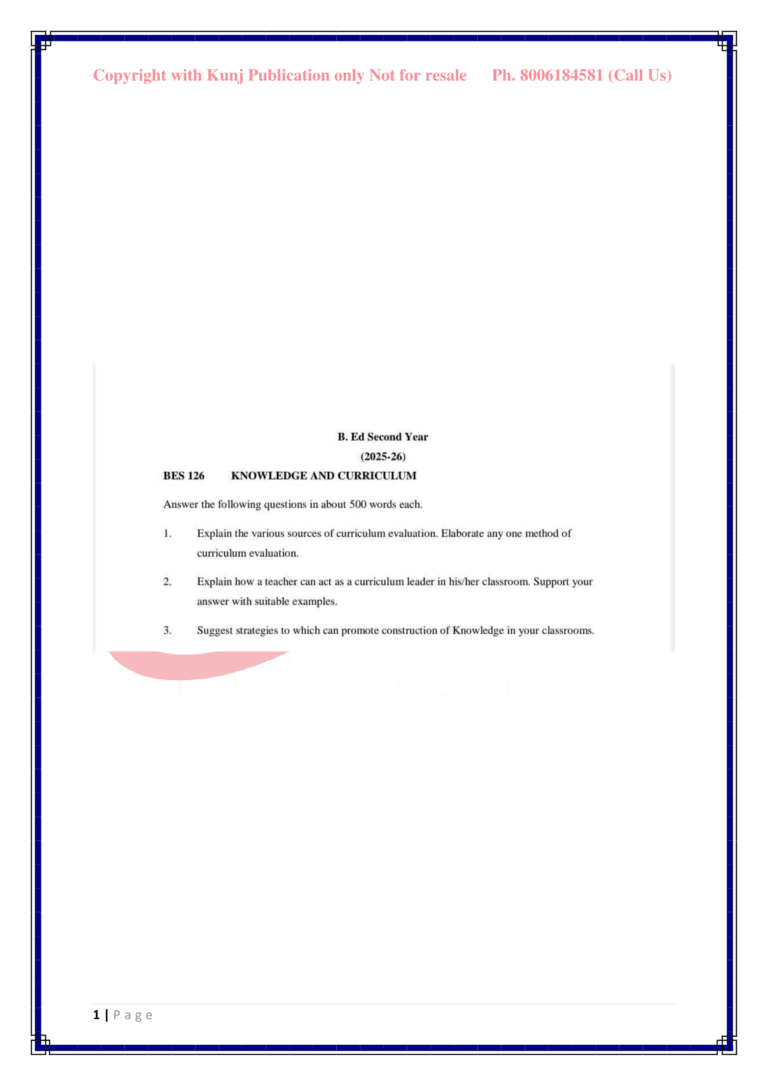 IGNOU BES-126 SOLVED ASSIGNMENT 2025-26 ENGLISH MEDIUM