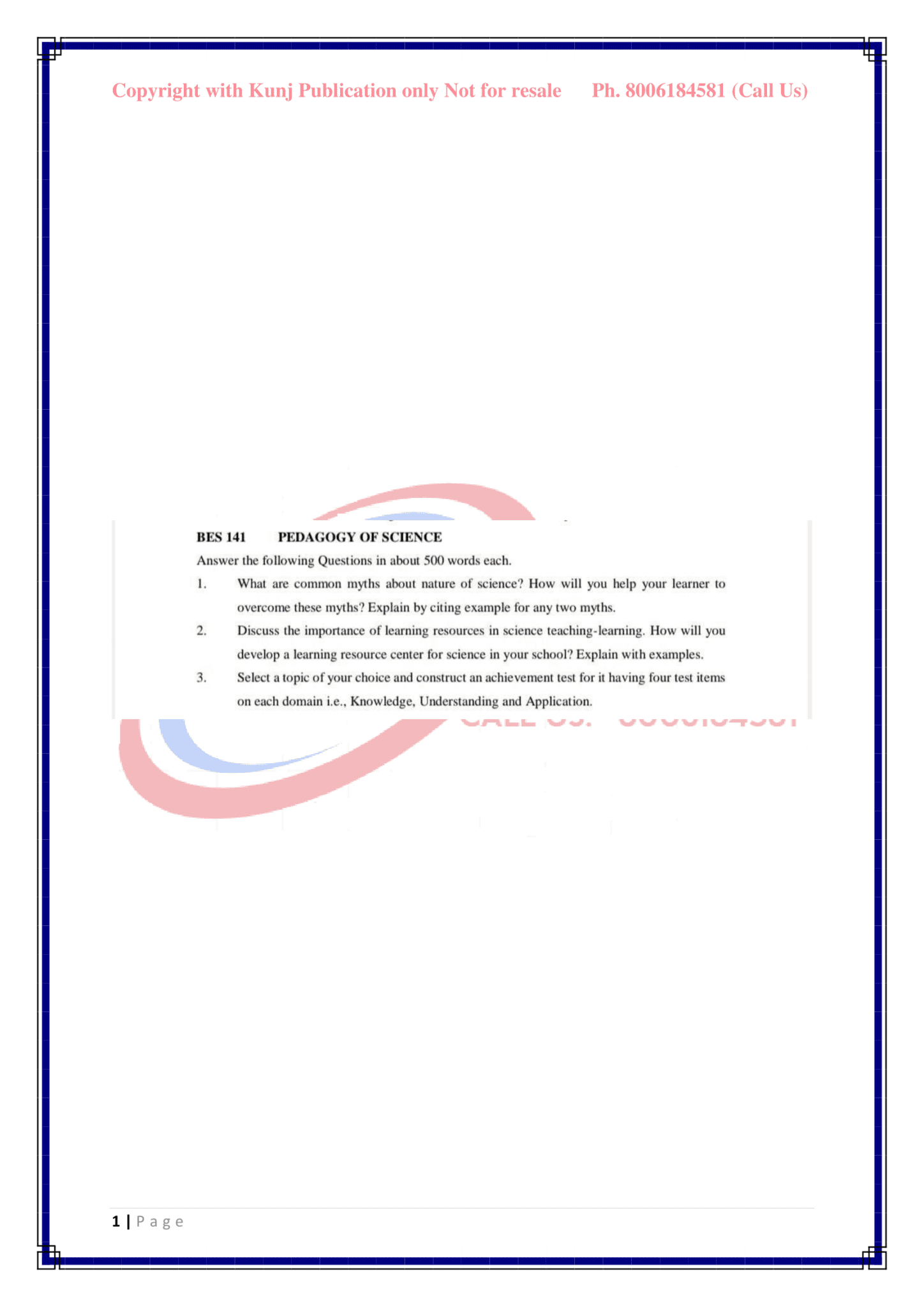 IGNOU BES-141 SOLVED ASSIGNMENT 2025-26 ENGLISH MEDIUM