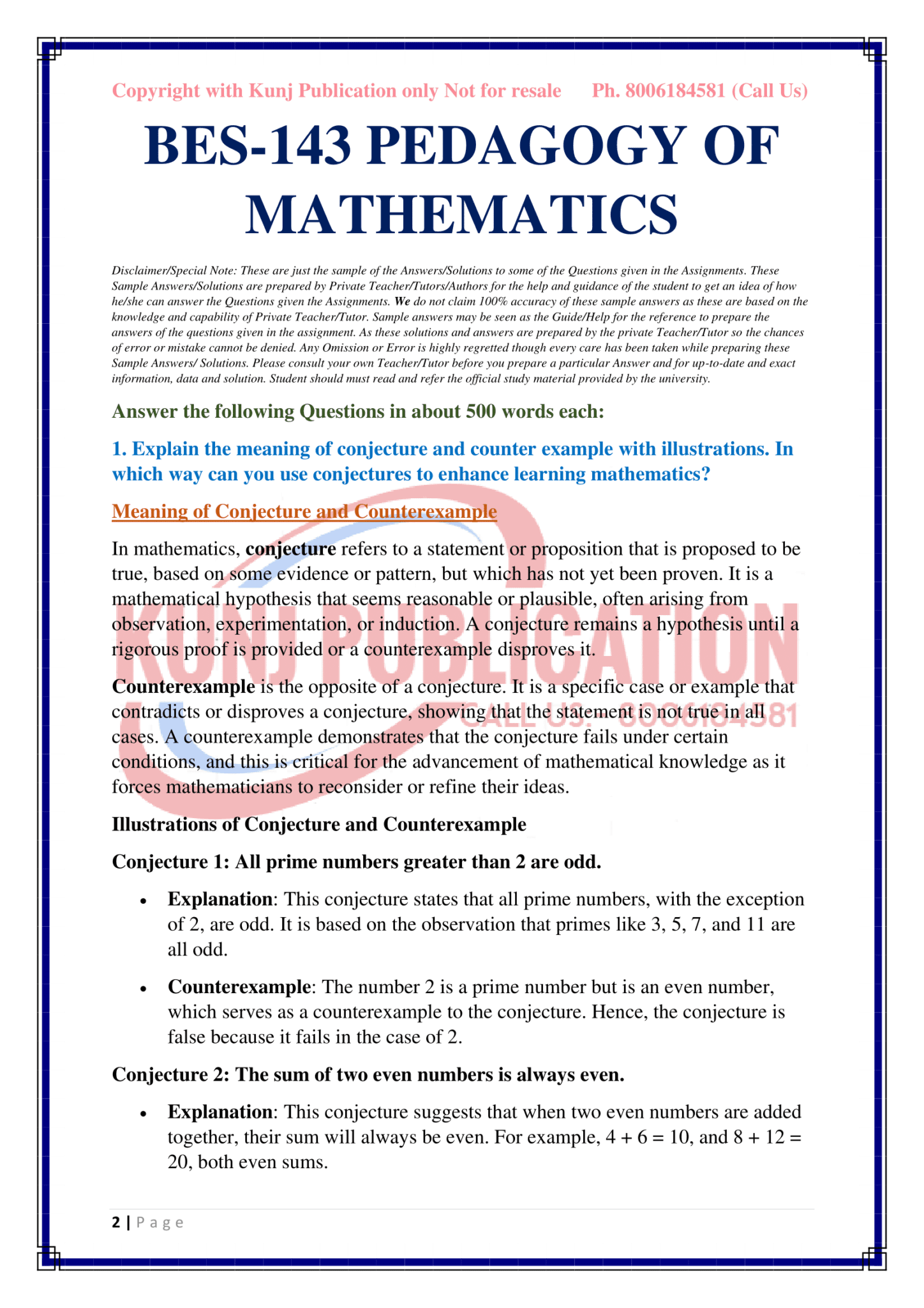 IGNOU BES-143 SOLVED ASSIGNMENT 2025-26 ENGLISH MEDIUM