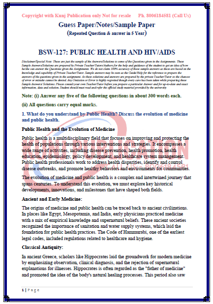 IGNOU BSW-127 GUESS PAPER/NOTES/SAMPLE PAPER ENGLISH MEDIUM