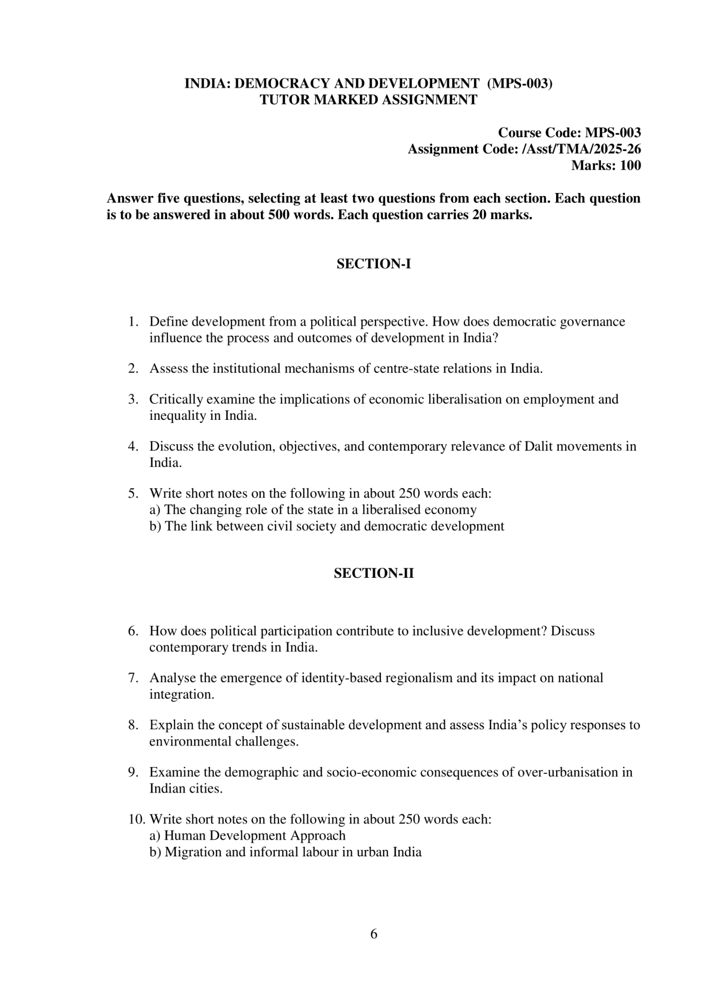 IGNOU MPS-003 SOLVED ASSIGNMENT 2025-26 ENGLISH MEDIUM