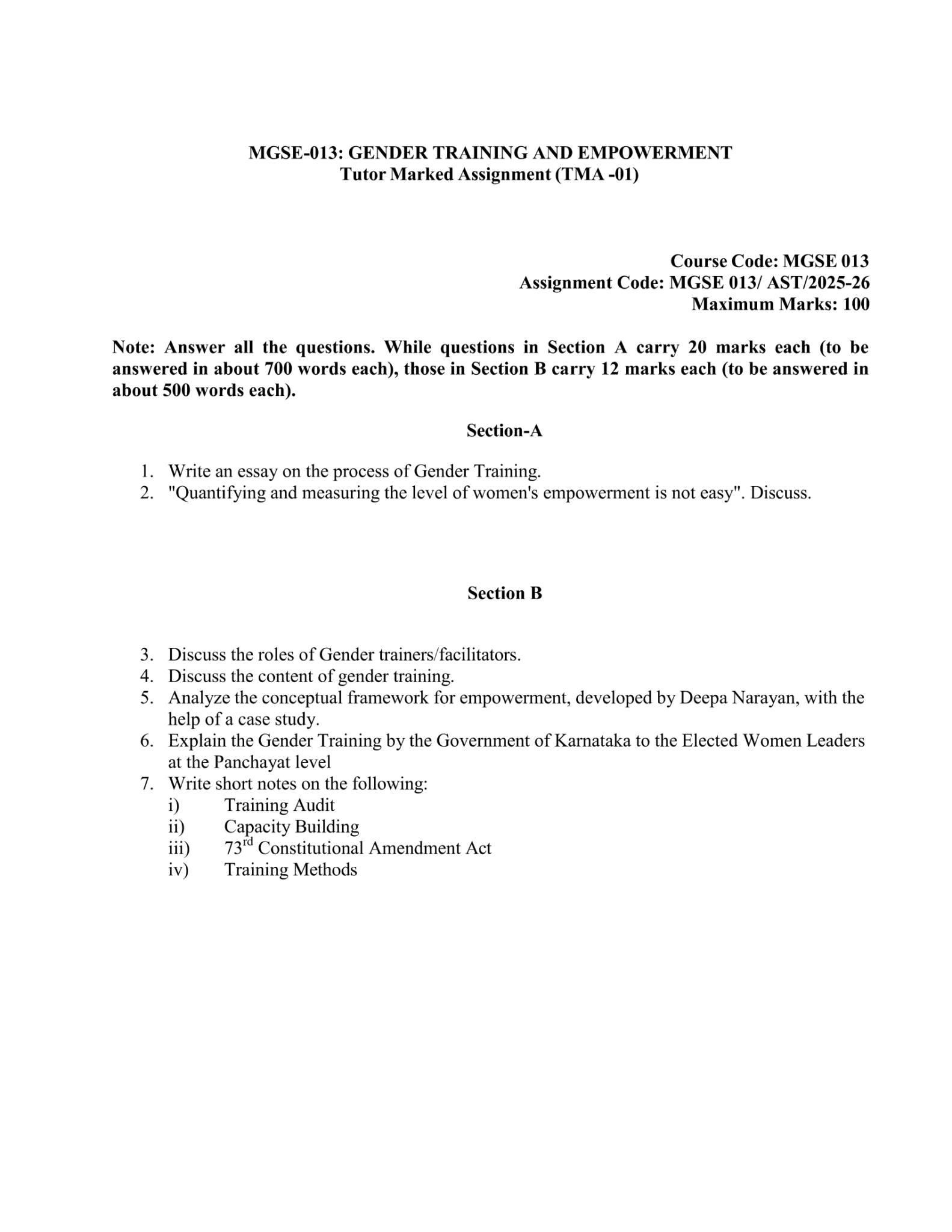 IGNOU MGSE-013 SOLVED ASSIGNMENT 2025-26 ENGLISH MEDIUM