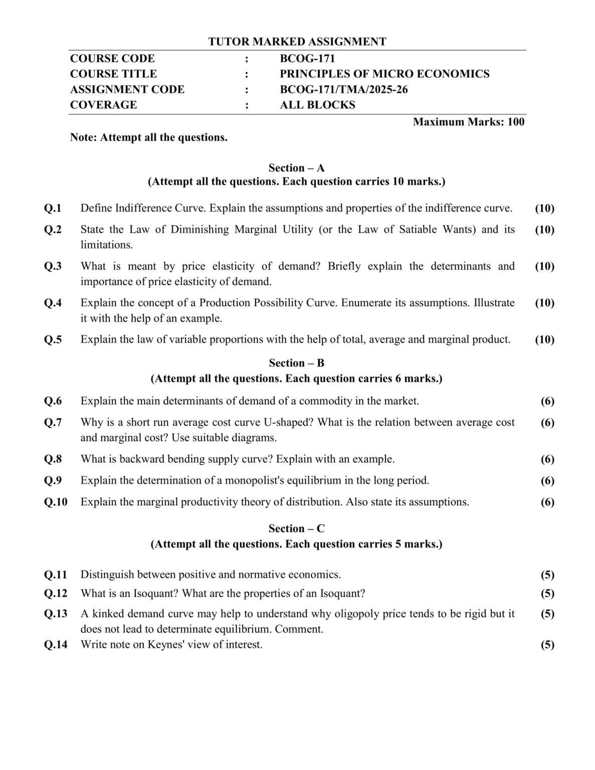 IGNOU BCOG-171 SOLVED ASSIGNMENT 2025-26 ENGLISH MEDIUM