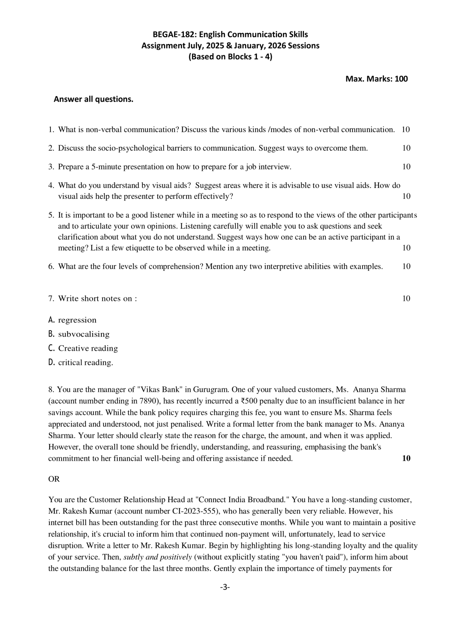 IGNOU BEGAE-182 SOLVED ASSIGNMENT 2025-26 ENGLISH MEDIUM