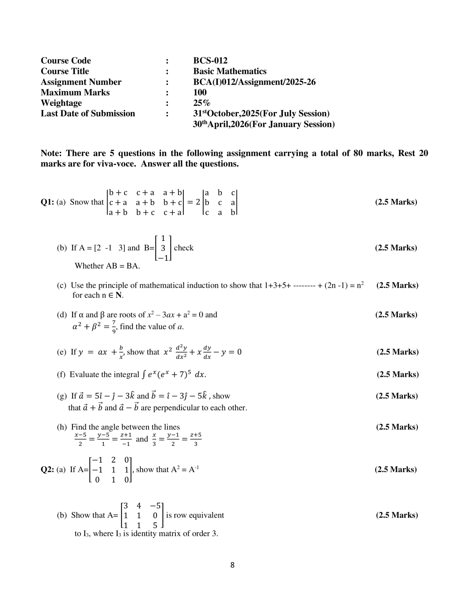 IGNOU BCS-012 SOLVED ASSIGNMENT 2025-26