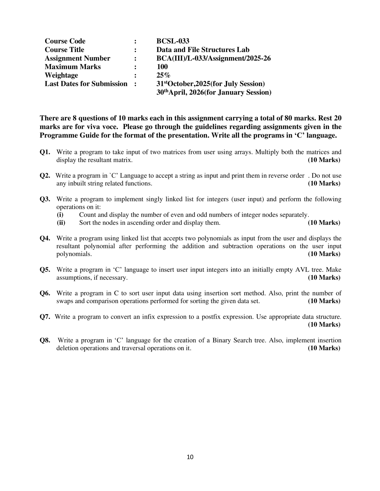 IGNOU BCSL-033 SOLVED ASSIGNMENT 2025-26