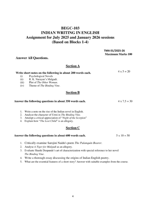 IGNOU BEGC-103 SOLVED ASSIGNMENT 2025-26 ENGLISH MEDIUM