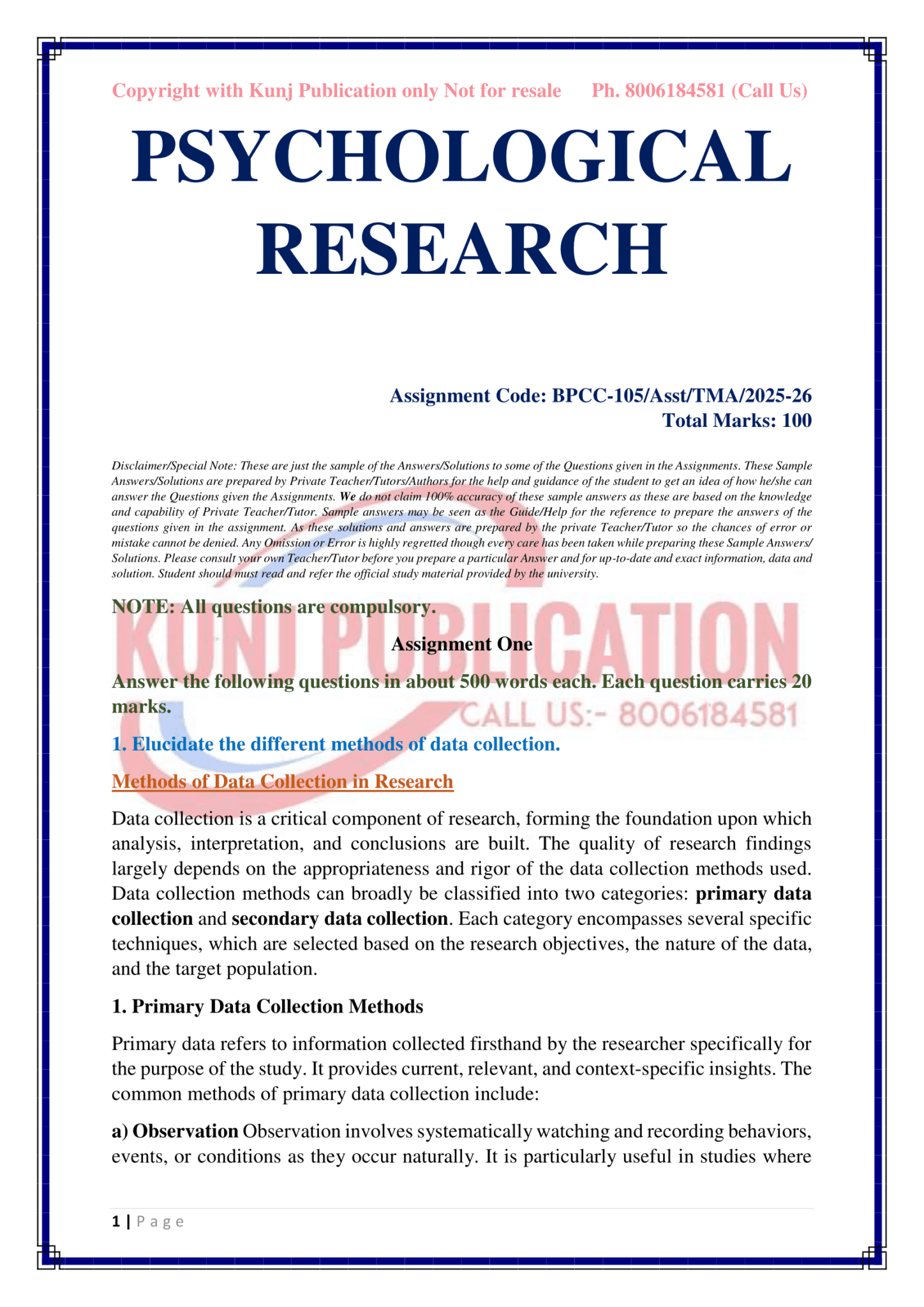 IGNOU BPCC-105 SOLVED ASSIGNMENT 2025-26 ENGLISH MEDIUM