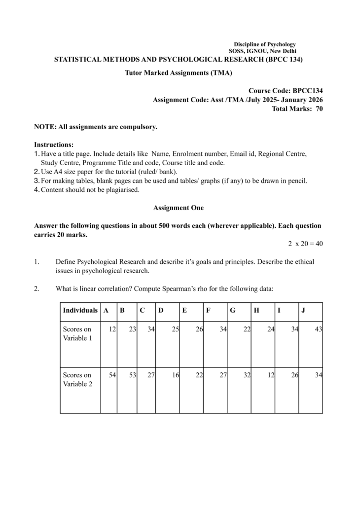 IGNOU BPCC-134 SOLVED ASSIGNMENT 2025-26 ENGLISH MEDIUM