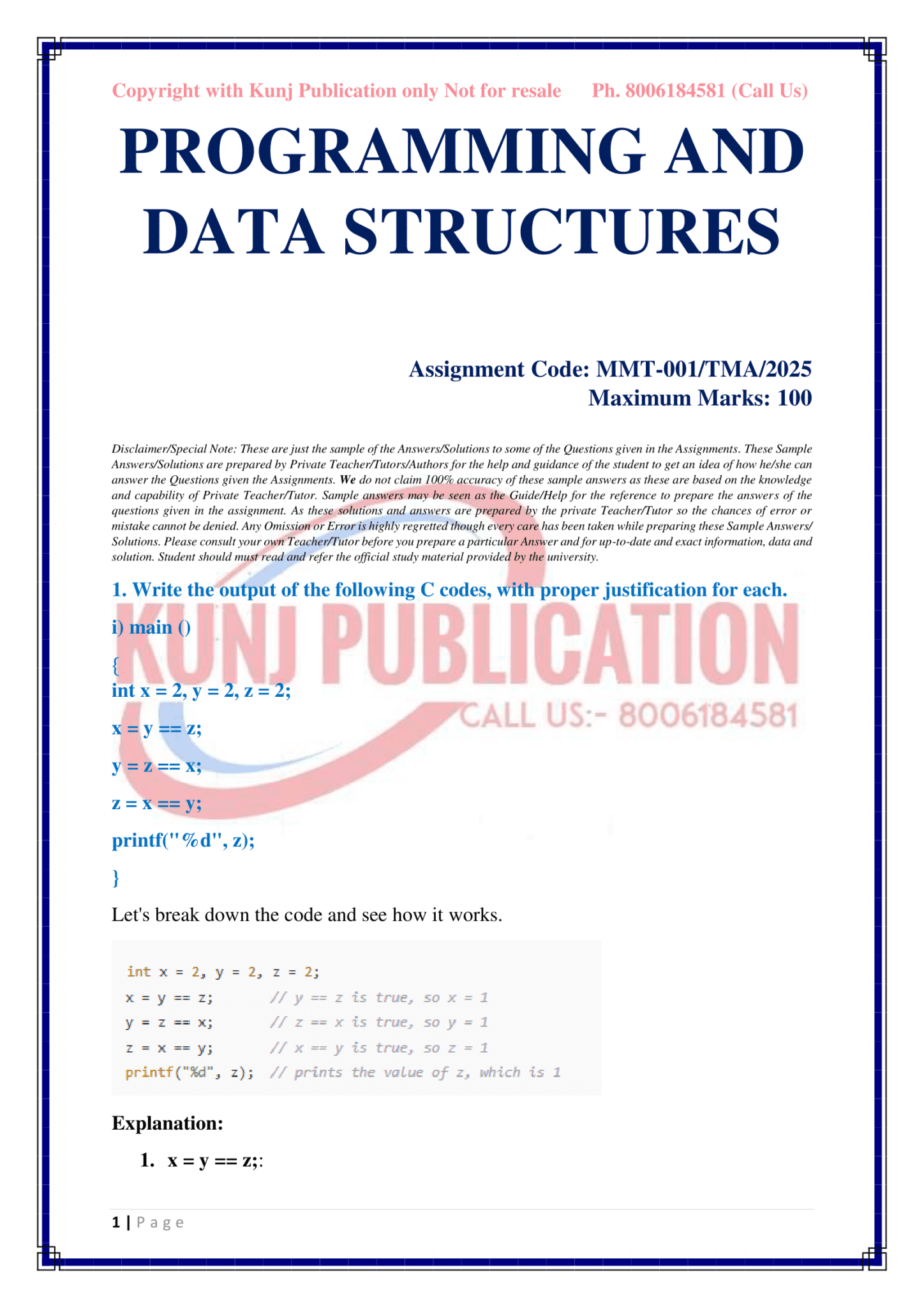IGNOU MMT-001 SOLVED ASSIGNMENT 2025