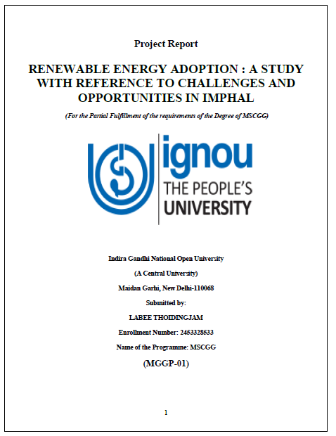 IGNOU MSCGG Project (MGGP-01) Synopsis/Proposal & Project Report ...