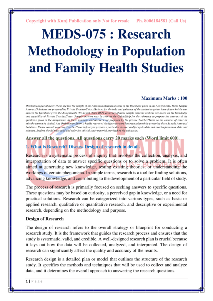 IGNOU MEDS-075 SOLVED ASSIGNMENT JAN-JULY 2025 ENGLISH MEDIUM
