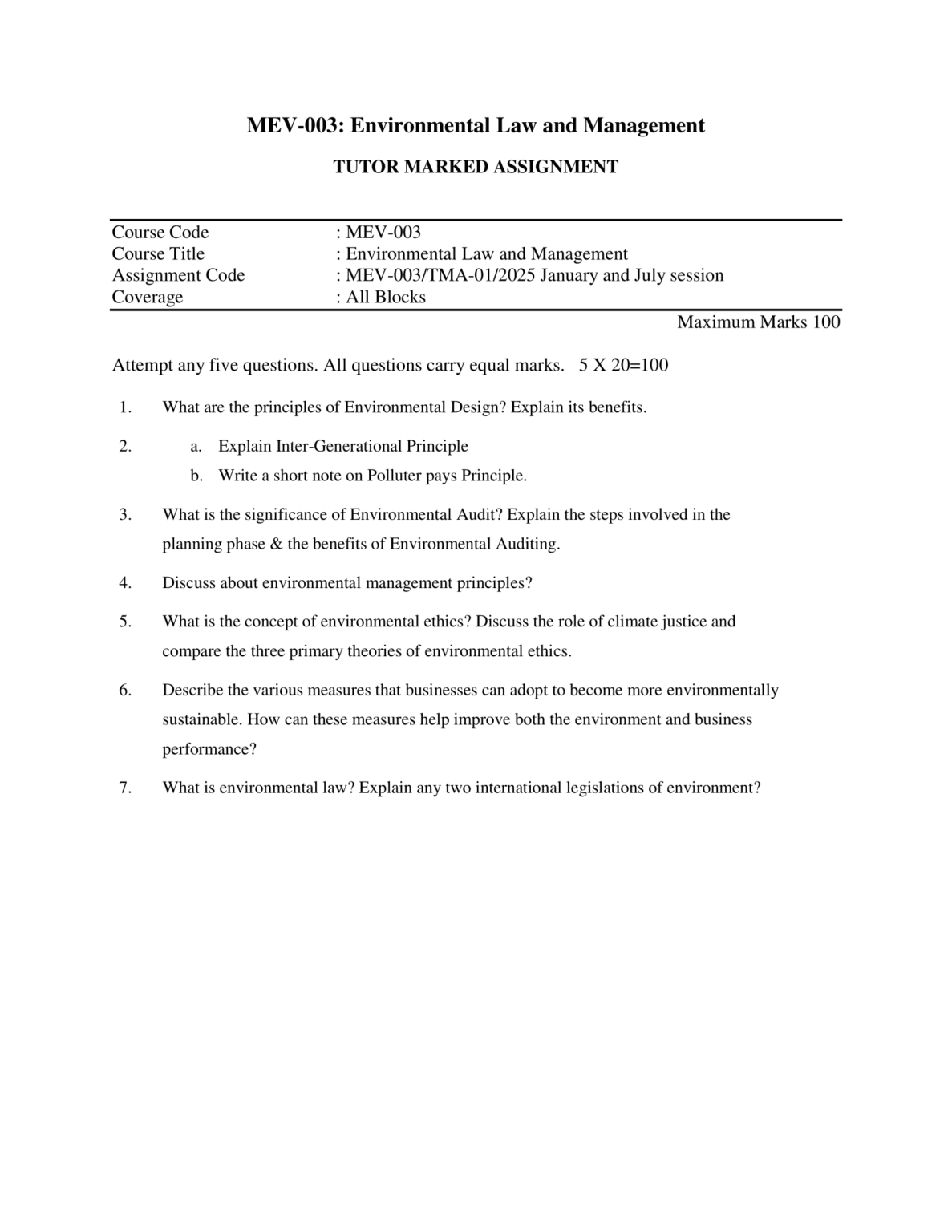 IGNOU MEV-003 SOLVED ASSIGNMENT JAN-JULY 2025 ENGLISH MEDIUM