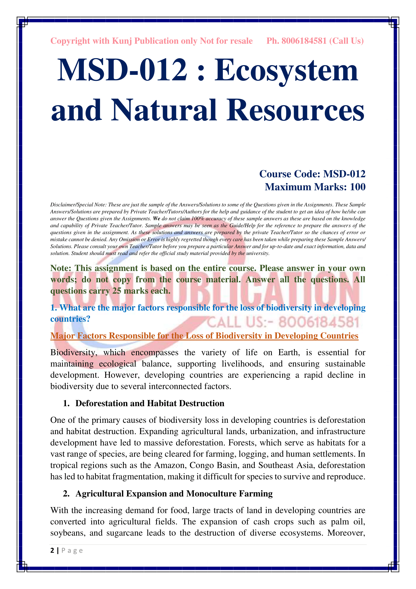 IGNOU MSD-012 SOLVED ASSIGNMENT 2025 ENGLISH MEDIUM