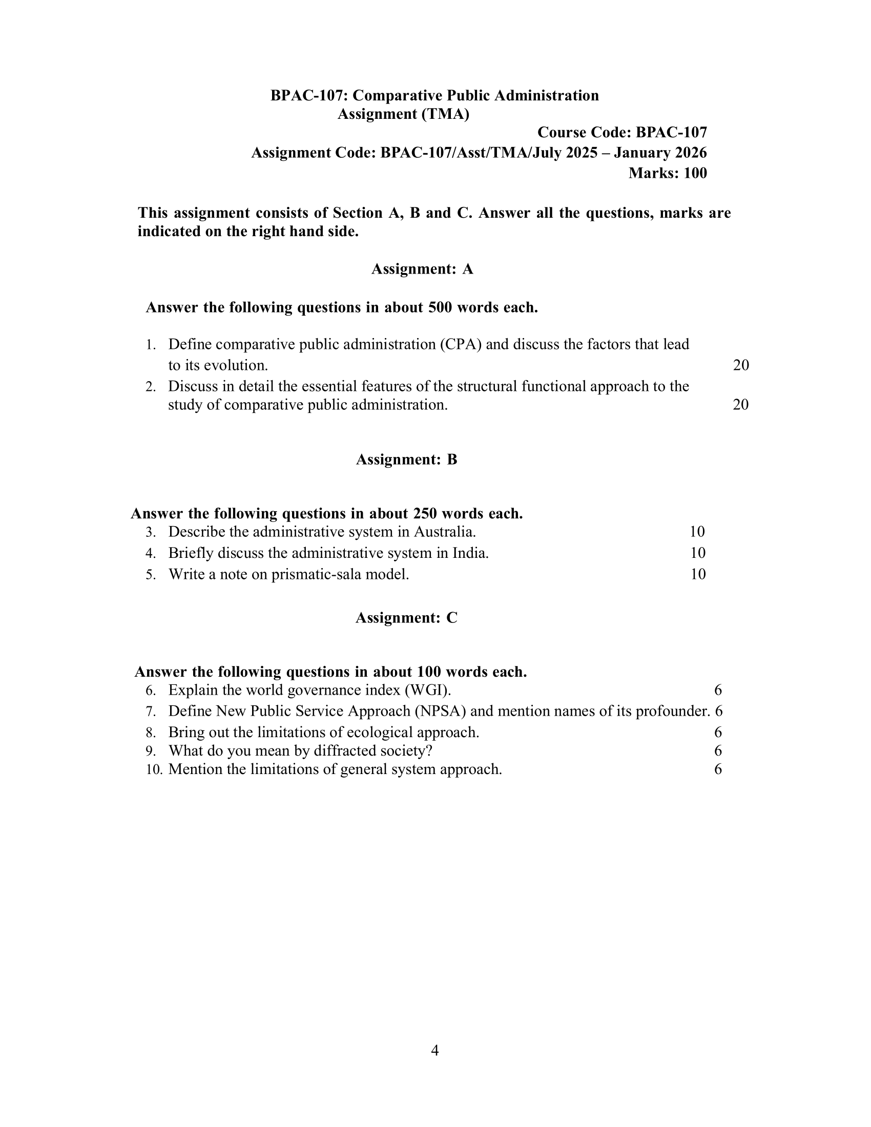 IGNOU BPAC-107 SOLVED ASSIGNMENT 2025-26 ENGLISH MEDIUM