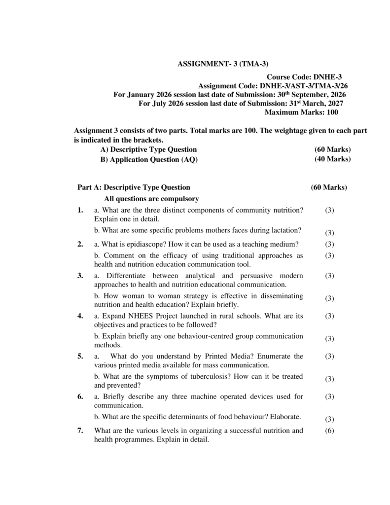 IGNOU DNHE-03 SOLVED ASSIGNMENT 2026 ENGLISH MEDIUM