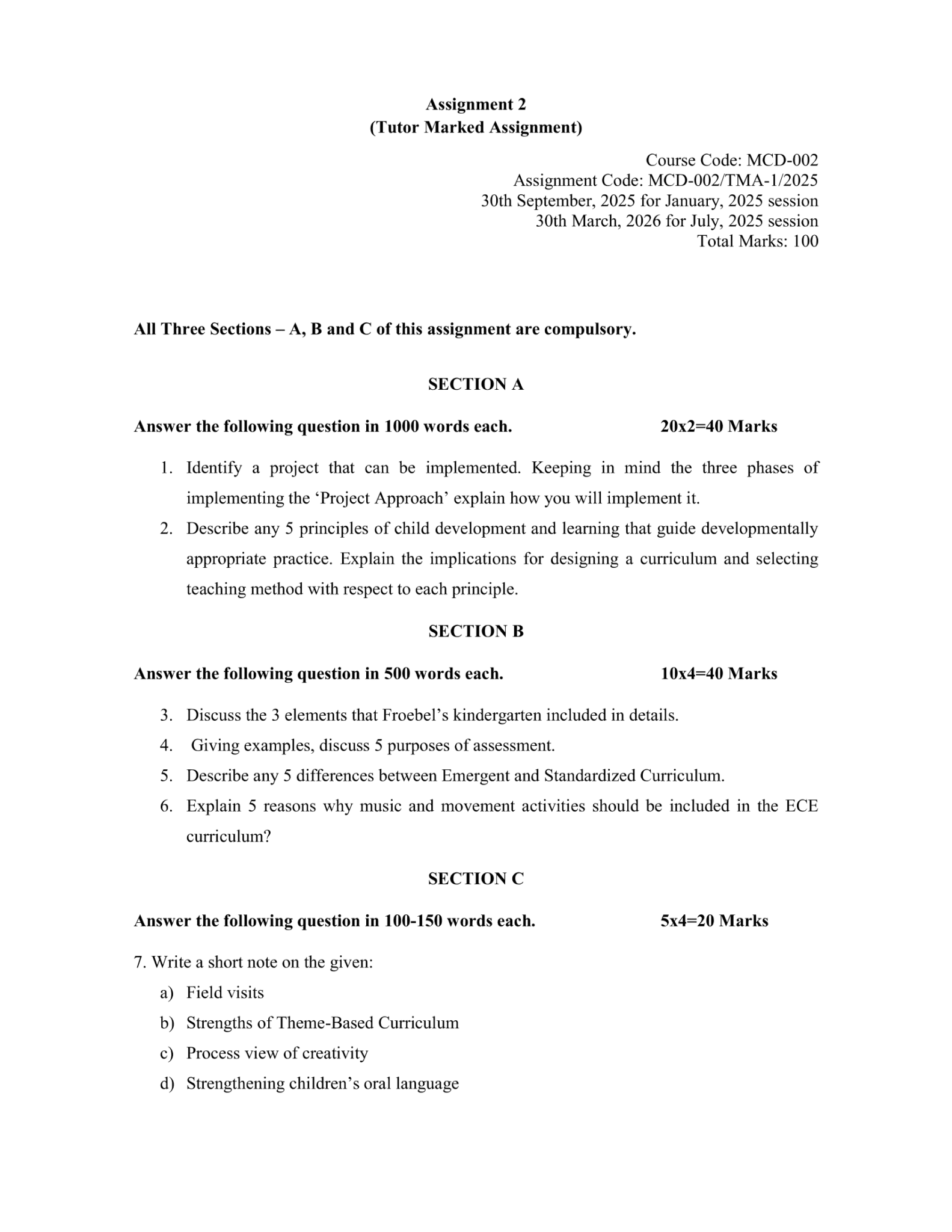 IGNOU MCD-002 SOLVED ASSIGNMENT 2025 ENGLISH MEDIUM