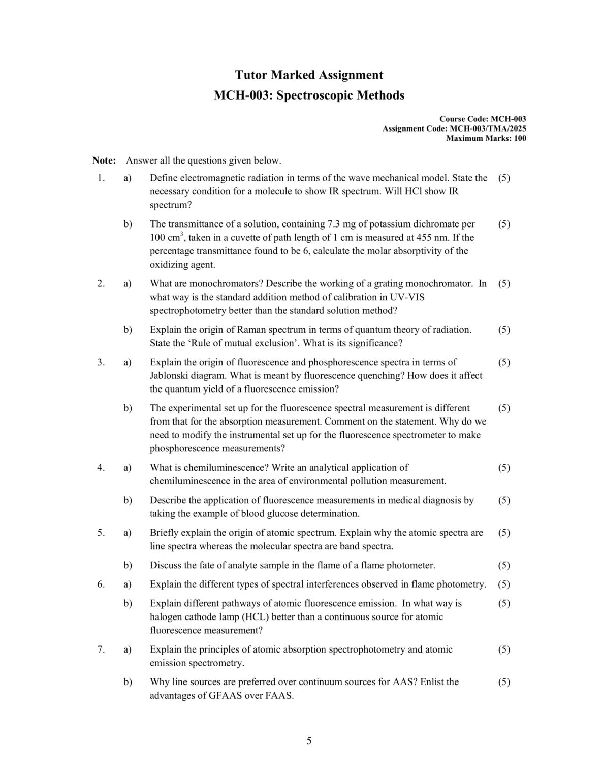 IGNOU MCH-003 SOLVED ASSIGNMENT 2025 ENGLISH MEDIUM