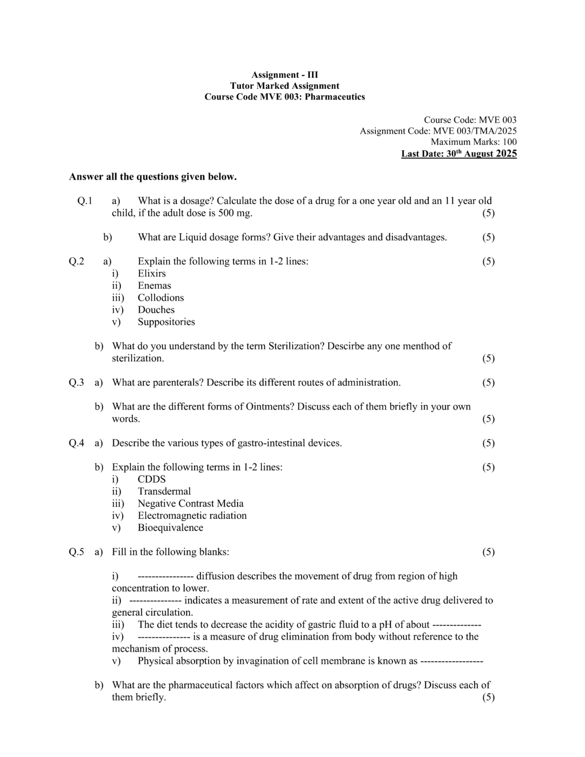 IGNOU MVE-003 SOLVED ASSIGNMENT 2025 ENGLISH MEDIUM