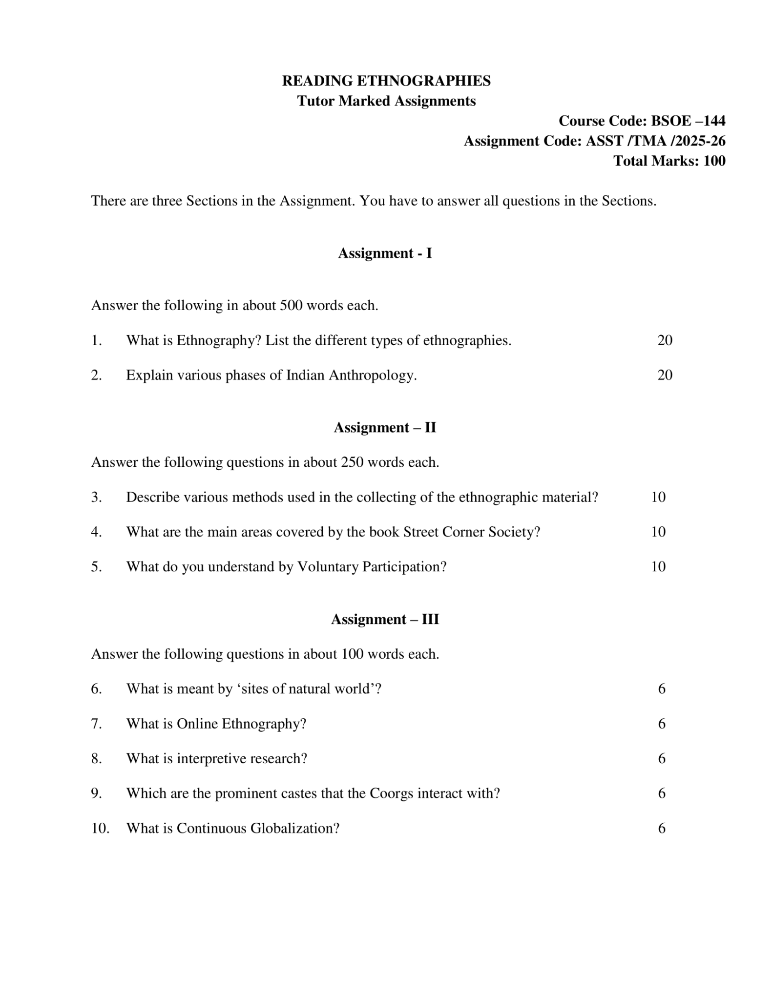 IGNOU BSOE-144 SOLVED ASSIGNMENT 2025-26 ENGLISH MEDIUM